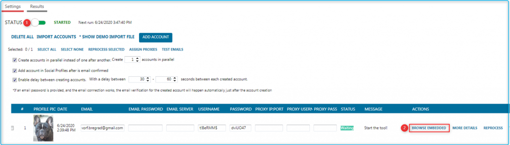 Global Tools - IG Create Accounts Tool - Jarvee