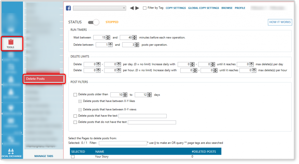Facebook Delete Posts Tool - Jarvee
