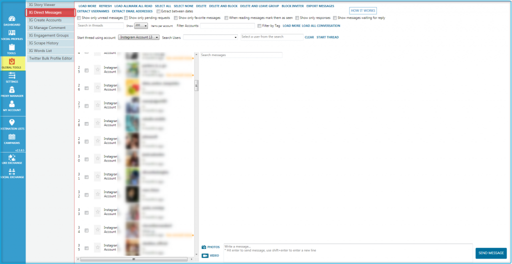 Global Tools – IG Direct Messages - Jarvee